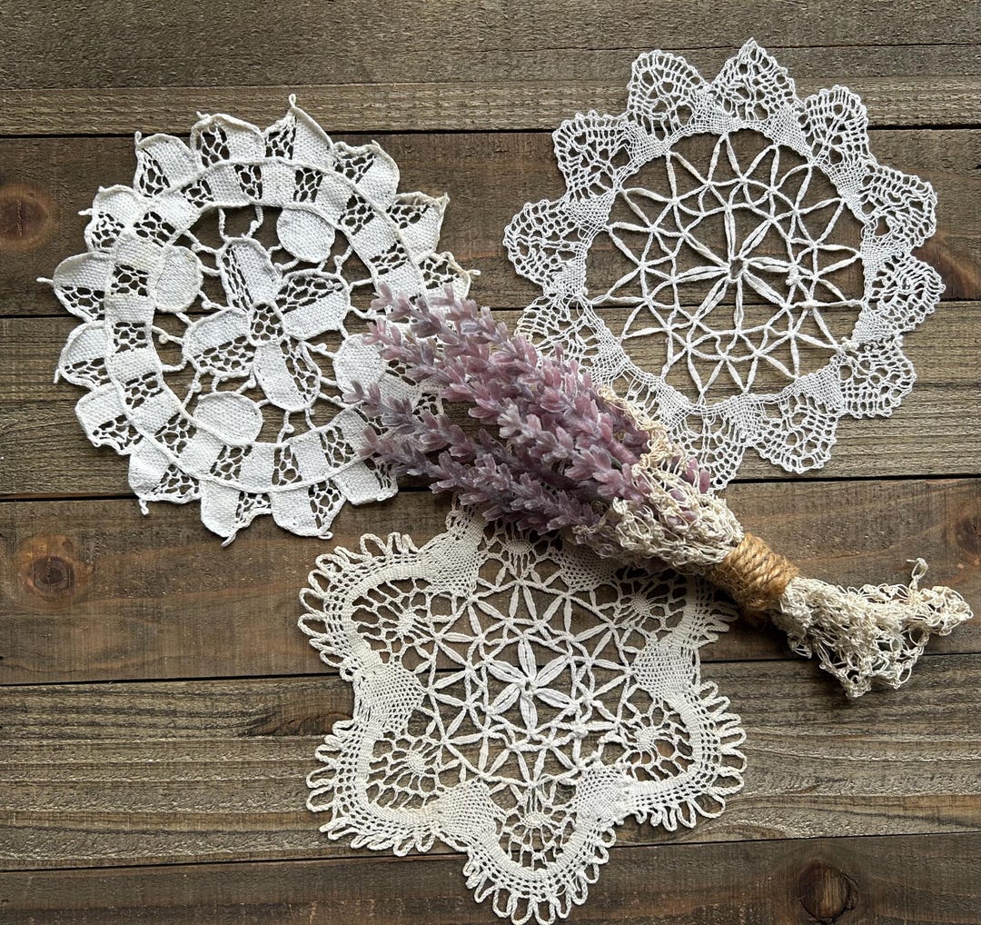 Antique Bobbin Lace Handmade Doily Set / Antique Victorian Doily - Etsy