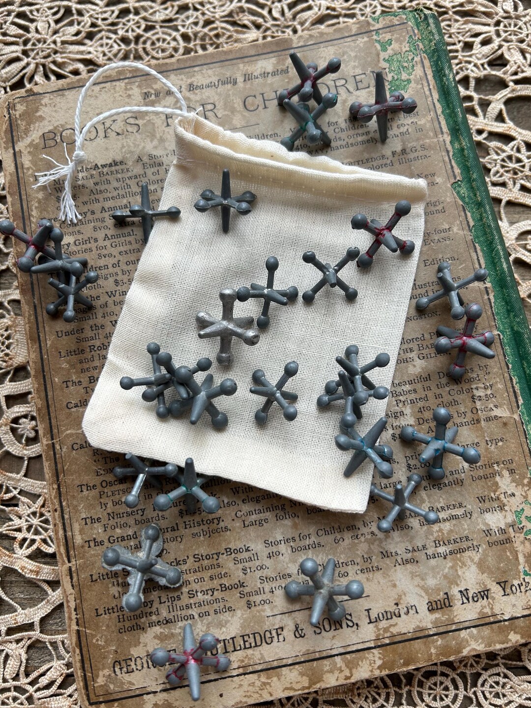 Vintage Cast Aluminum Jacks Game Pieces / Baby Boomer Toys ...