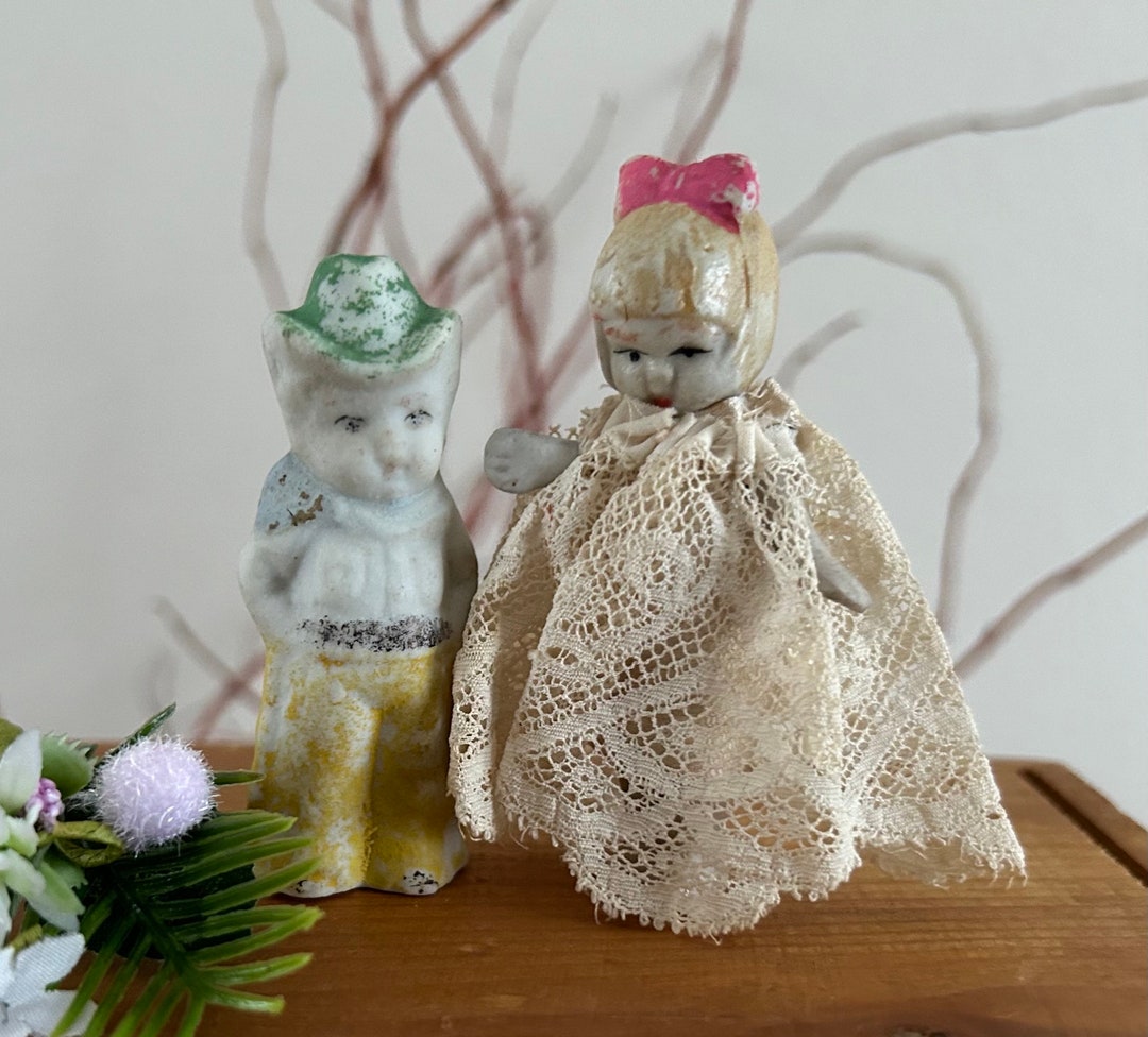 Antique Bisque penny Doll Set / Vintage Miniature Porcelain Doll ...