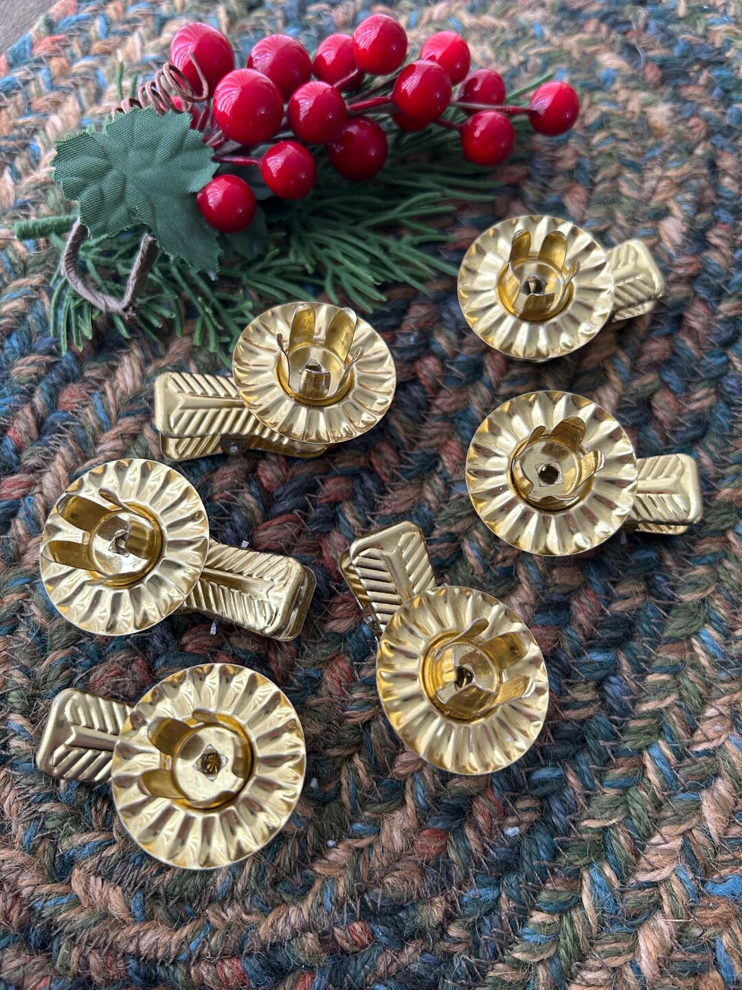 Vintage Tin Christmas Tree Candle Clip Set / Tin Tree Branch Candle ...