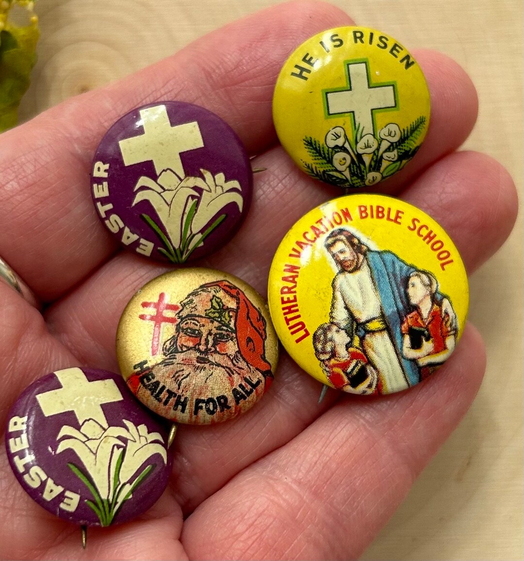 1950’s Vintage Metal Pin Back Button Lot / Vintage Sunday School Pins ...