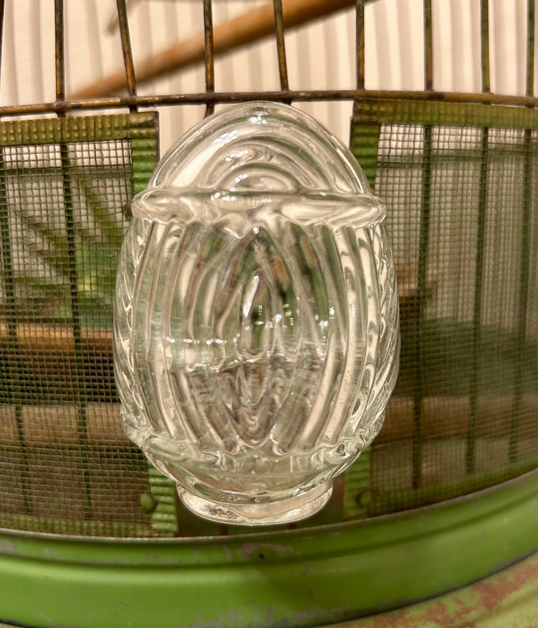Antique 1800’s Victorian Bird Cage Feeding or Water Dish / Glass Bird ...