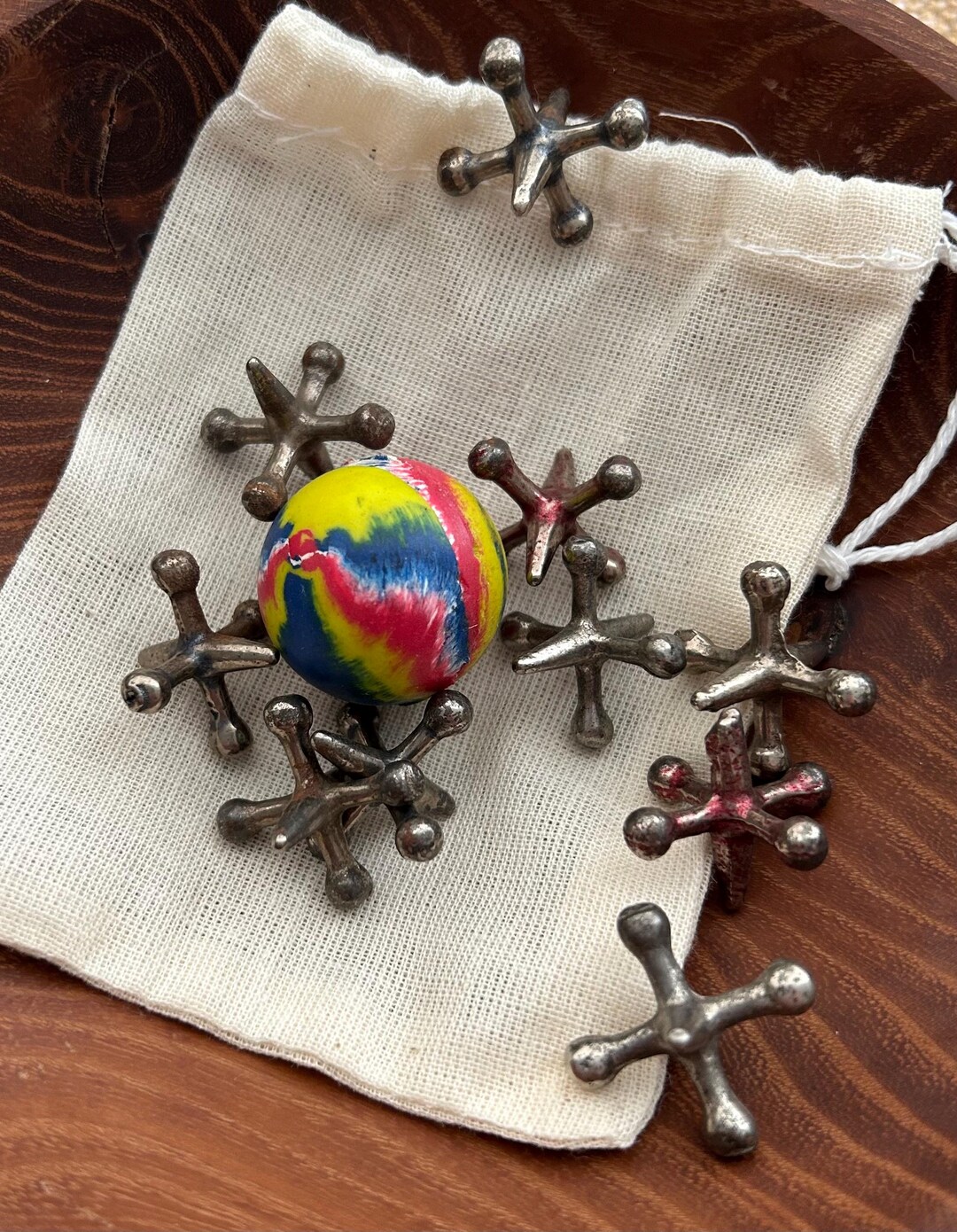 Vintage Ball and Jacks Game Pieces / Baby Boomer Toys / Knucklebones ...