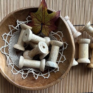 Wooden Spool Thread Lot of 6 / Vintage Sewing Notions / Craft Repurpose ...