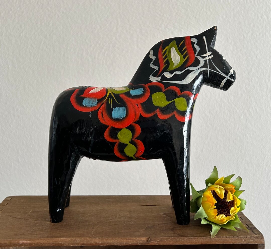 Vintage 1970’s Swedish Dala Horse / Scandinavian Carved Folk Art / 6.5 ...