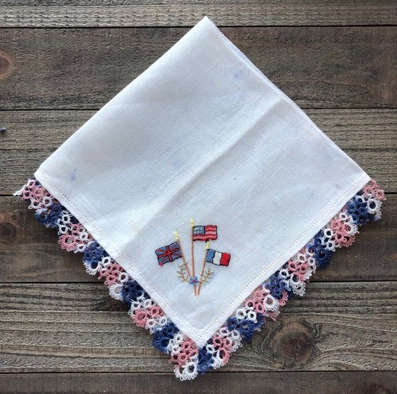 Antique French/British/American Flag Handkerchief / T… - Gem