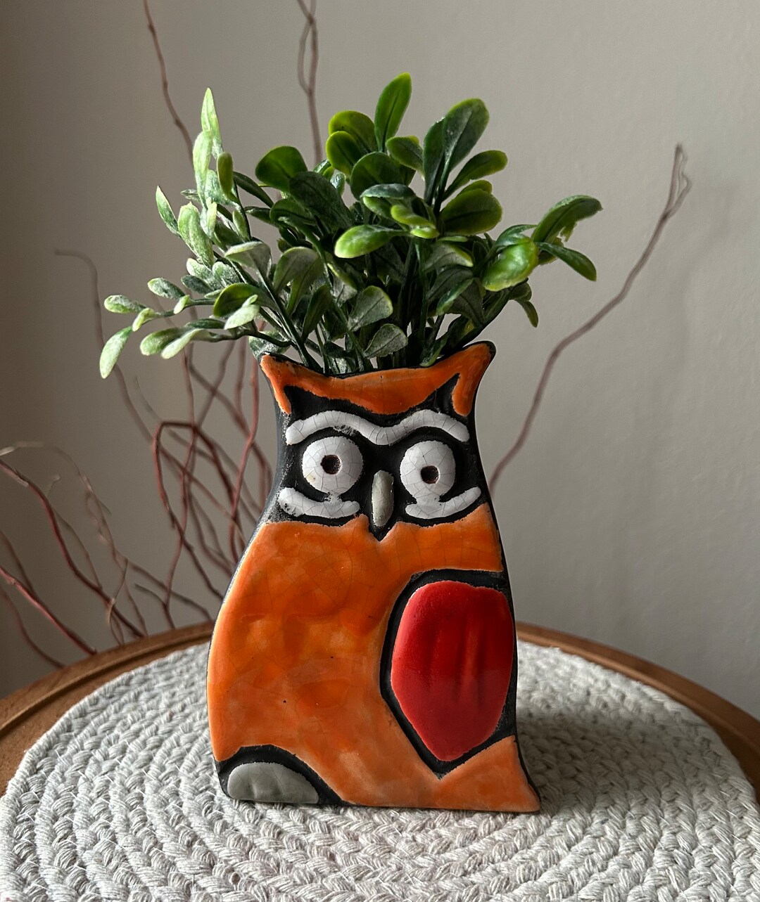 Vintage Artisan Pottery Vase / Vintage Art Pottery / Owl Pottery - Etsy