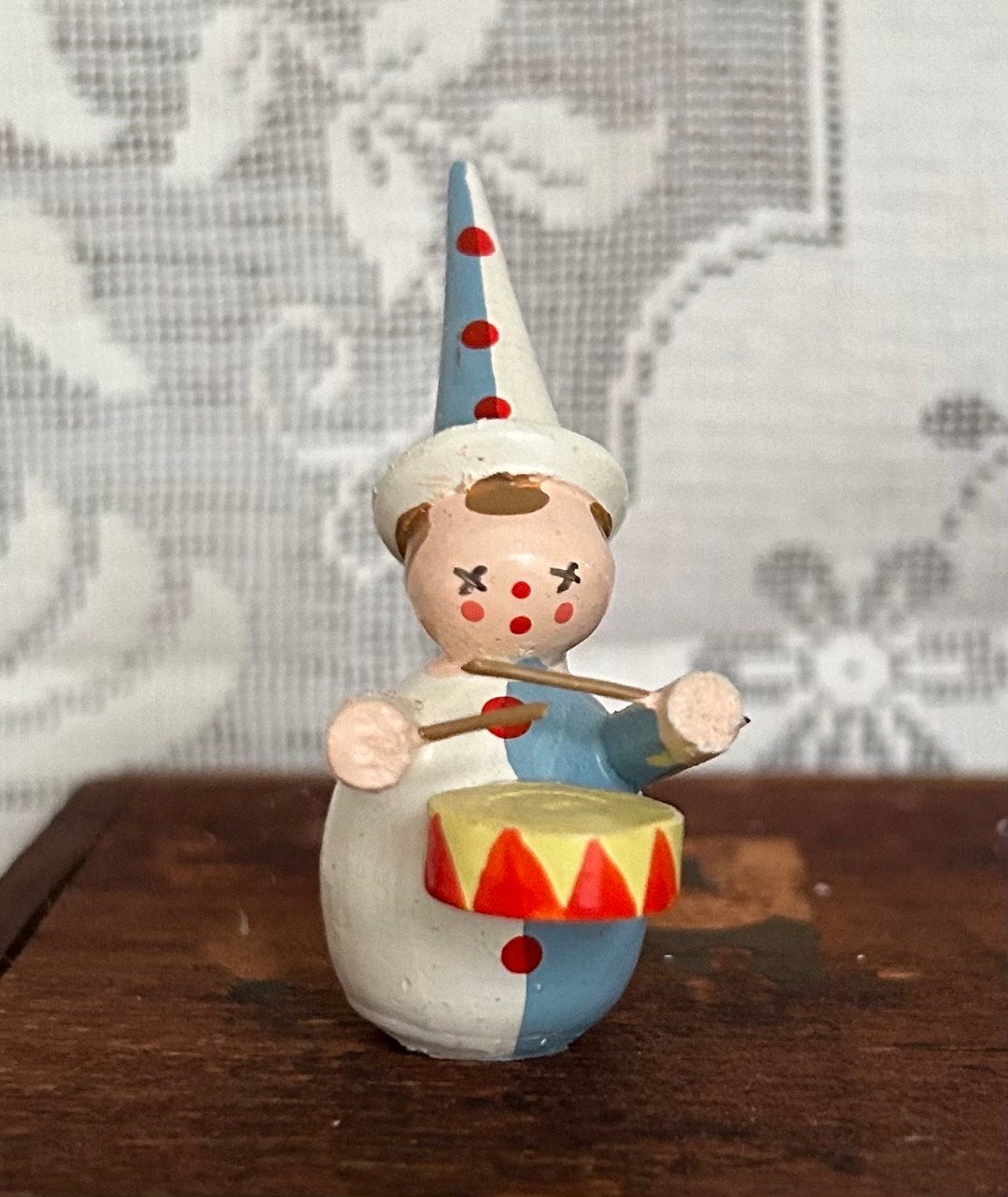 Vintage Sevi Italy Wood Clown / Wood Italy Miniature / Clown With Drum ...
