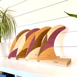 Teak Surfboard Fin Display Table Top - 4 Fin - Etsy