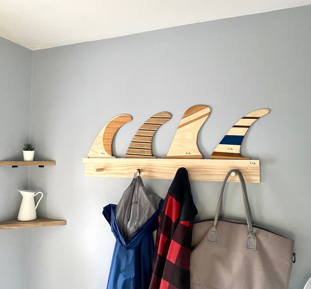 Coat Rack and Surfboard Fin Display Rack - 4 Fin Wall Mount - Etsy