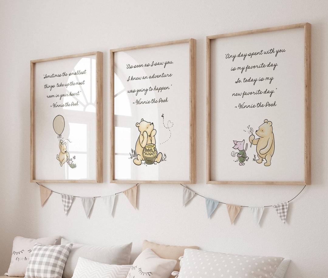 Winnie the Pooh Quotes Nursery Print Set of 3 Baby Pooh Nursery Art ...