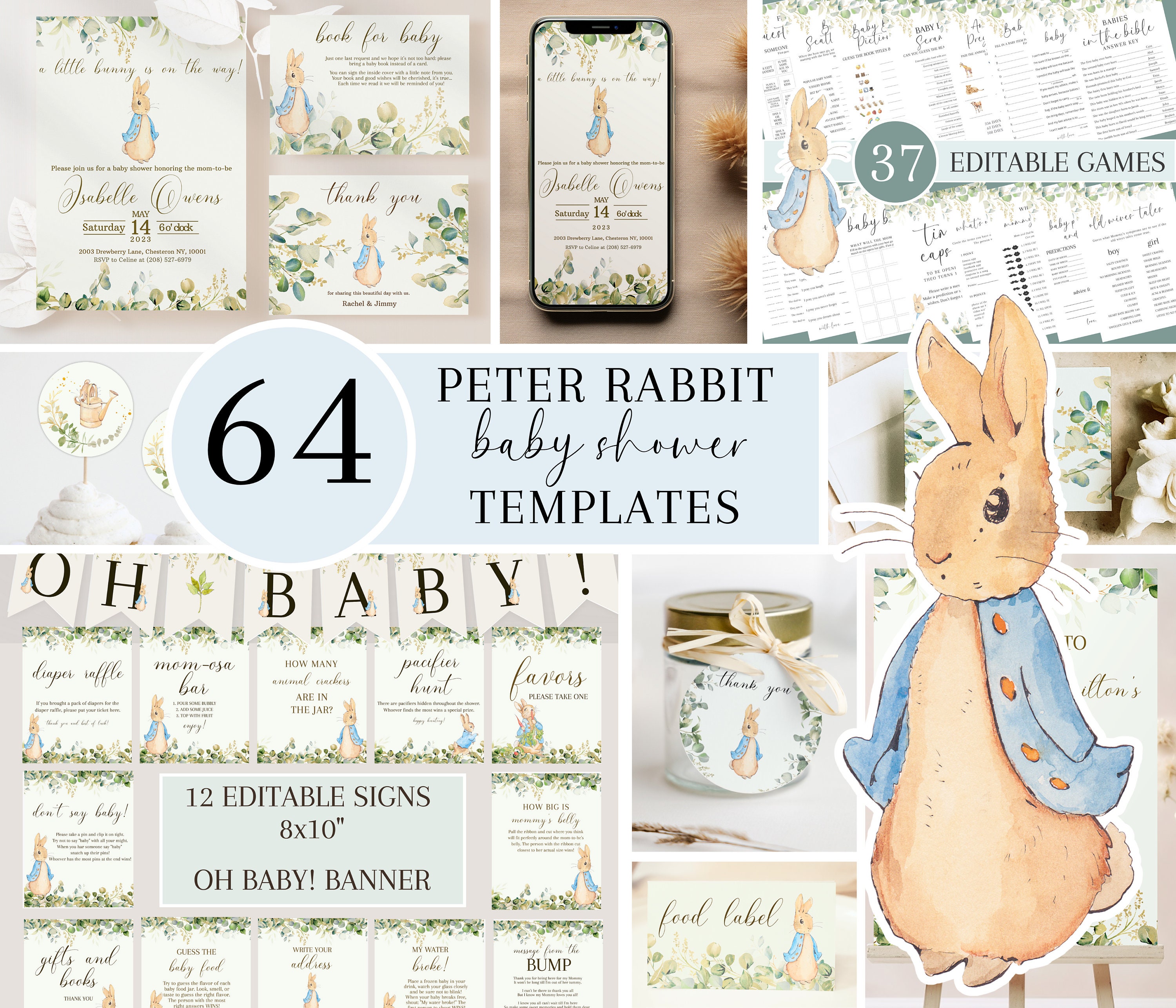 Peter Rabbit Baby Shower Beatrix Potter Baby Shower Invitation - Etsy UK