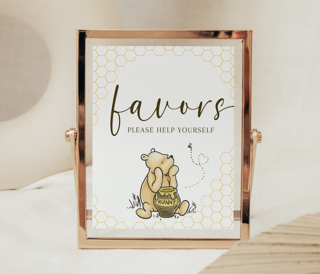 Winnie the Pooh Favor Sign Baby Shower Pooh Table Sign Pooh Bear Treat ...