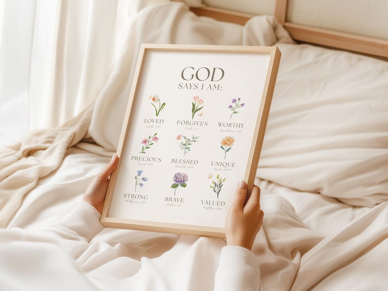 God Says I Am Wildflower Wall Art Bible Verse Print Christian Nursery ...