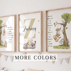 Classic Winnie the Pooh Nursery Art Set of 3 Pooh Name Sign Pooh ...