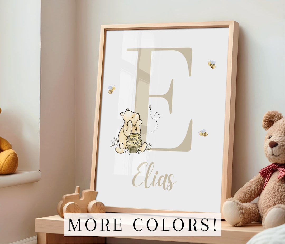 Winnie the Pooh Custom Name Sign Baby Nursery Name Pooh Bear Kids Room ...