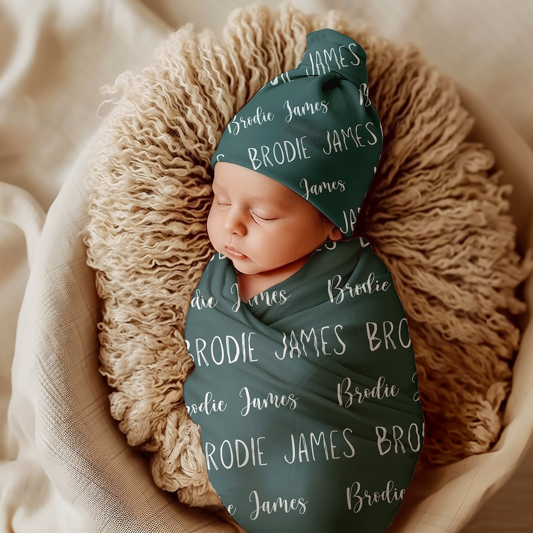 Personalized Name Baby Swaddle Custom Baby Swaddle Blue Blanket Newborn ...