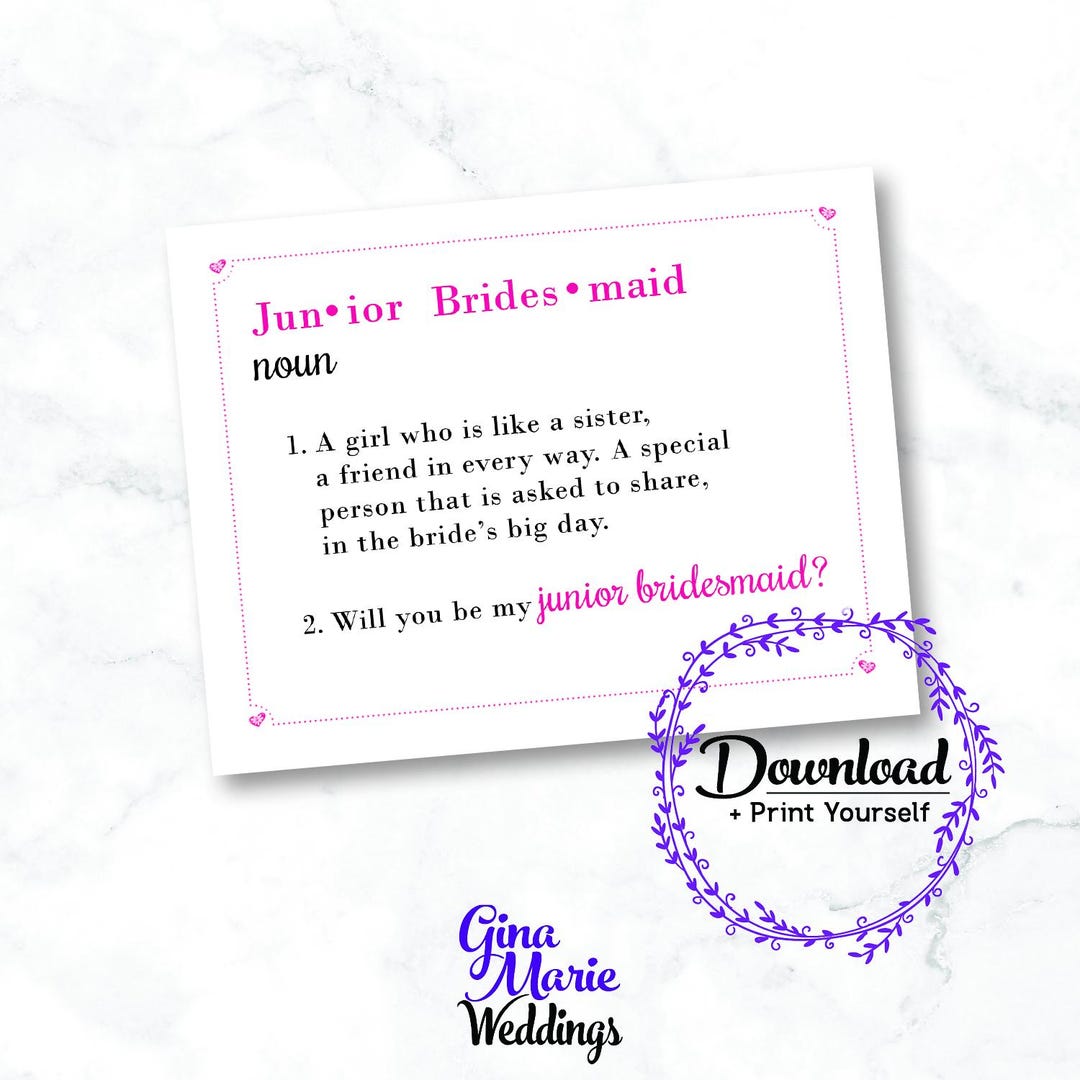 Will You Be My Jr Bridesmaid? Downloadable Card, Print Yourself ...