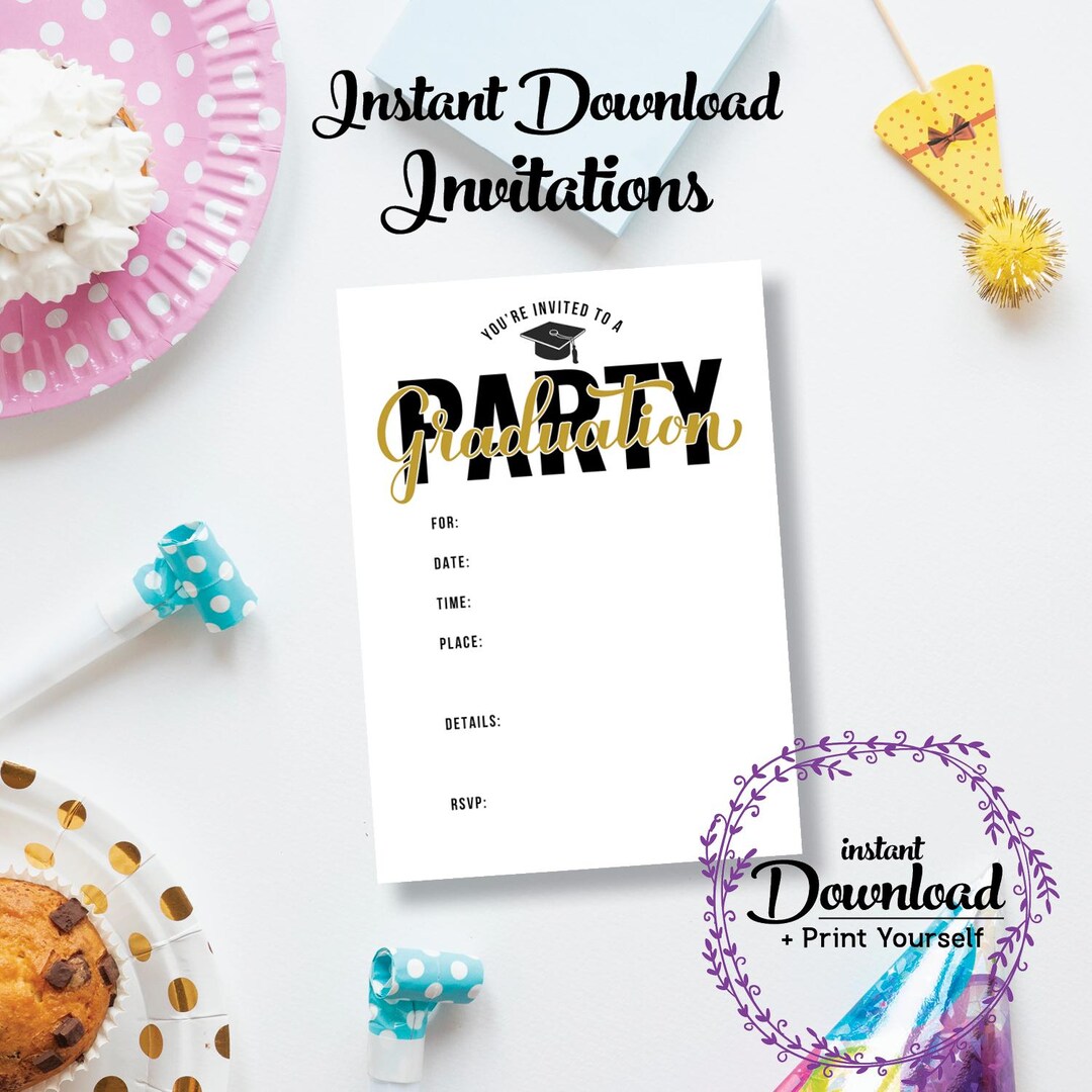 Instant Download Graduation Party Invitations - Download and Print ...