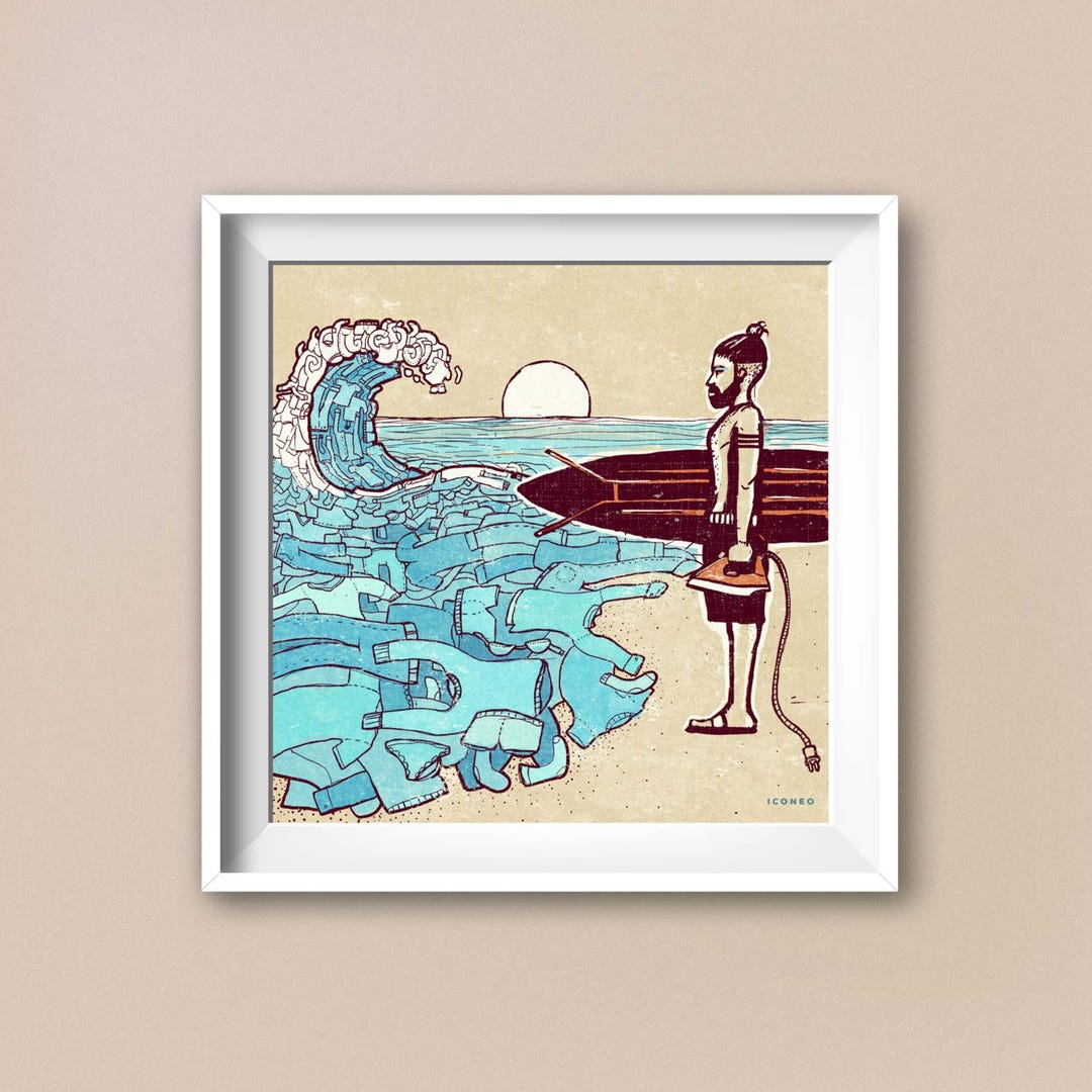 Ironing Surf-board and Laundry Wave. Fine Art Print, Poster, Card ...