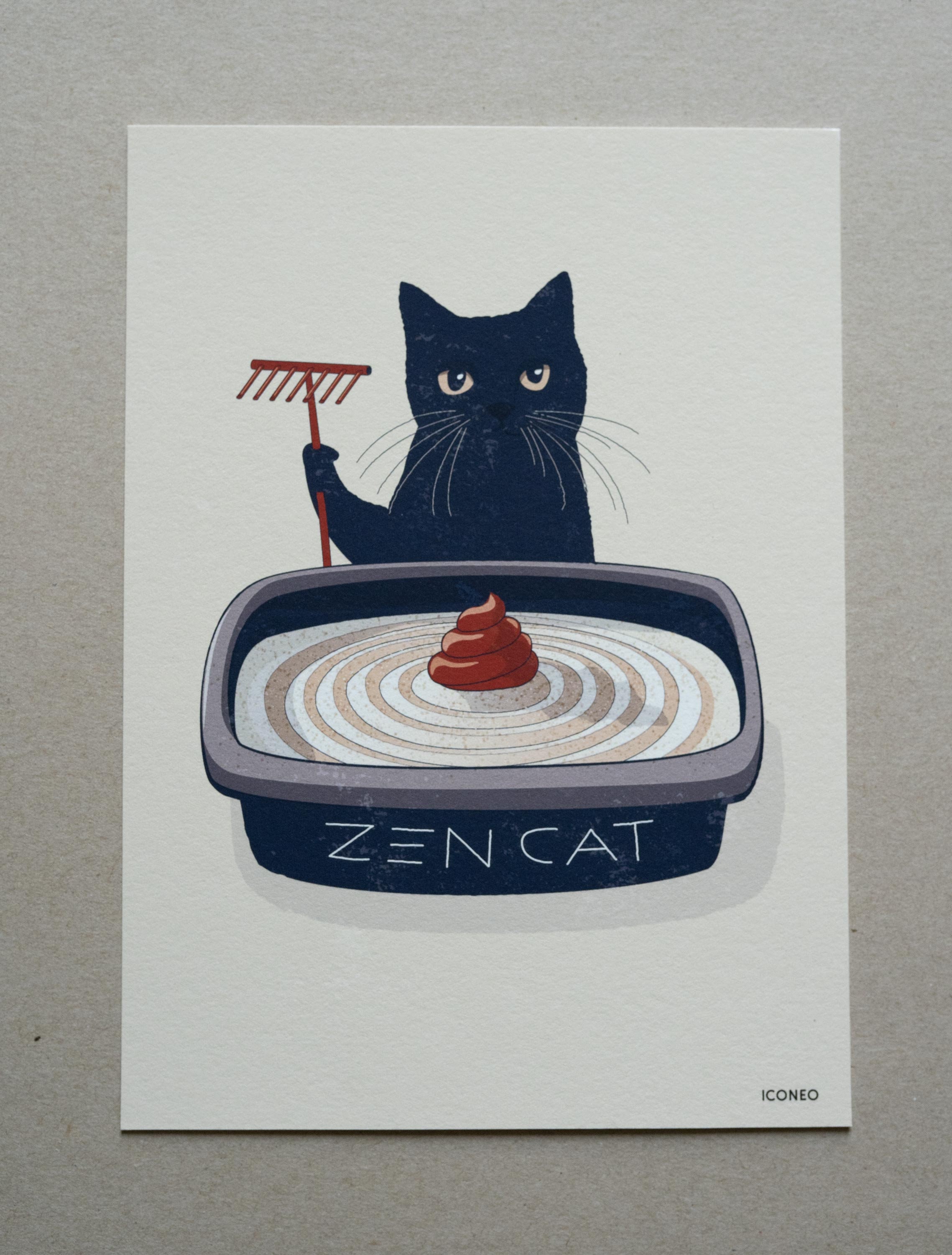Zen Cat. Poster Card Poster Fine Art Print BY ICONEO for - Etsy