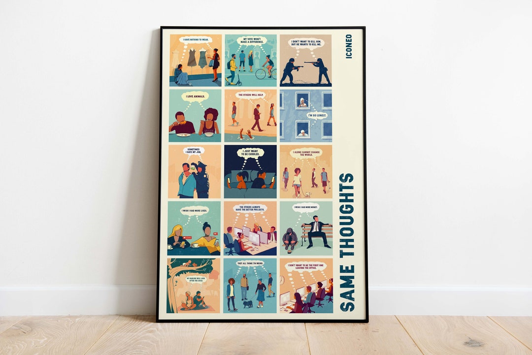 Same Thoughts Poster / 15 Illustrations on One Poster / by ICONEO - Etsy