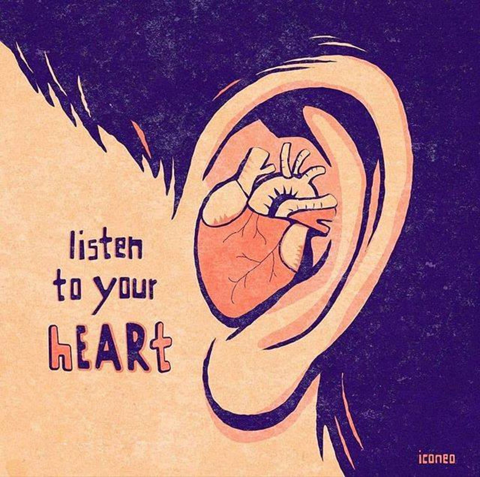 Listen to Your Heart / Card / Poster / Fine Art Print by - Etsy