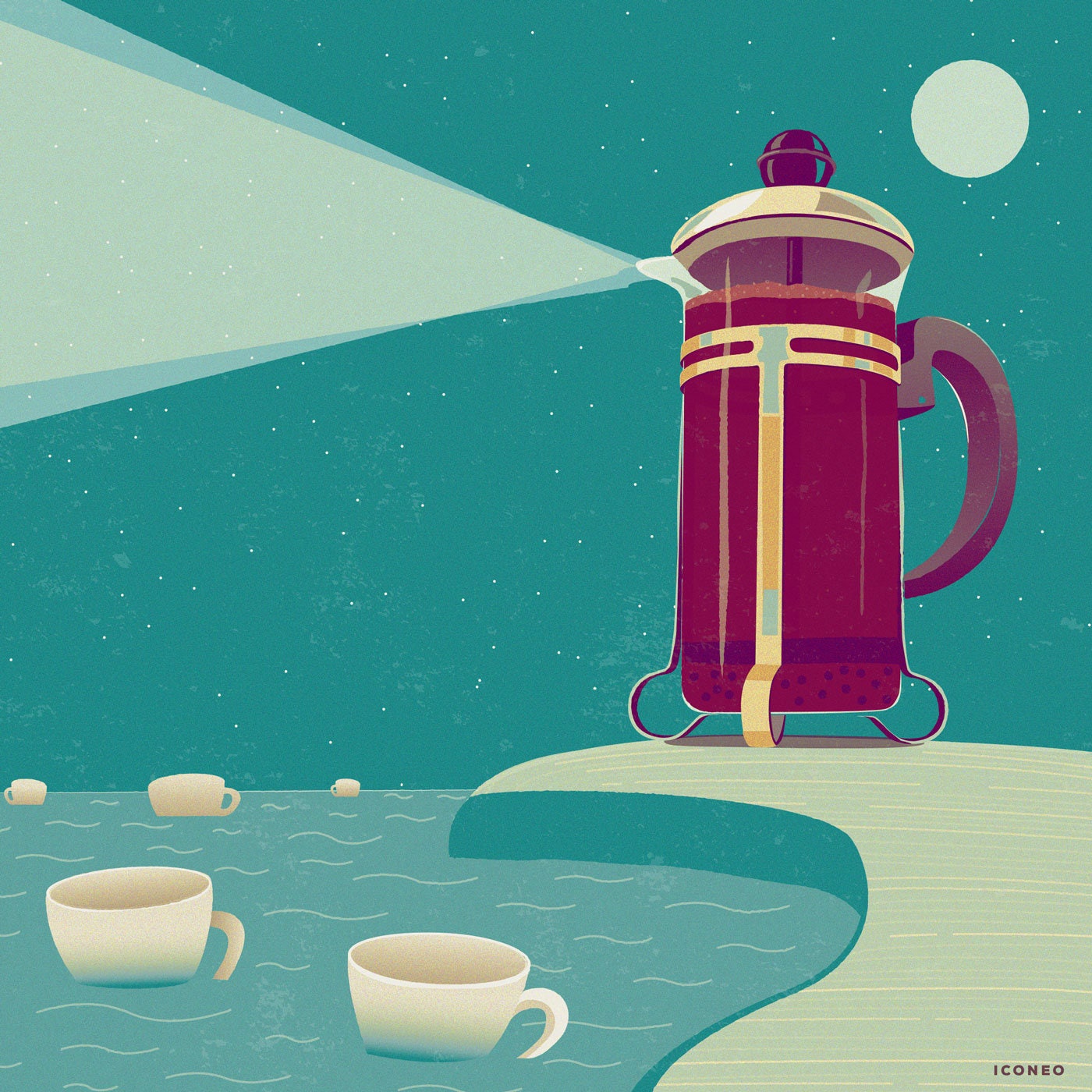 Lighthouse Coffee. Poster, Card, Fine Art Print, Creative Art by ICONEO ...
