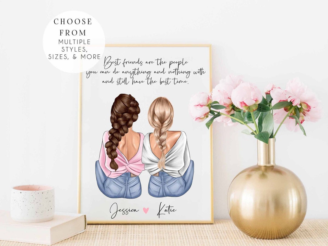 Best Friends Print, Friends Personalized Print, Friends Illustration ...