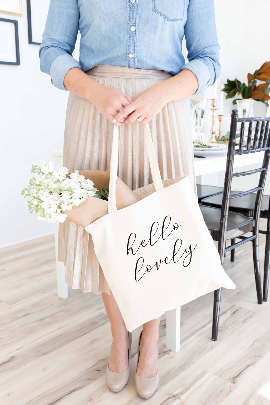 Hello Lovely Tote Bag Women's Tote Bag Calligraphy - Etsy