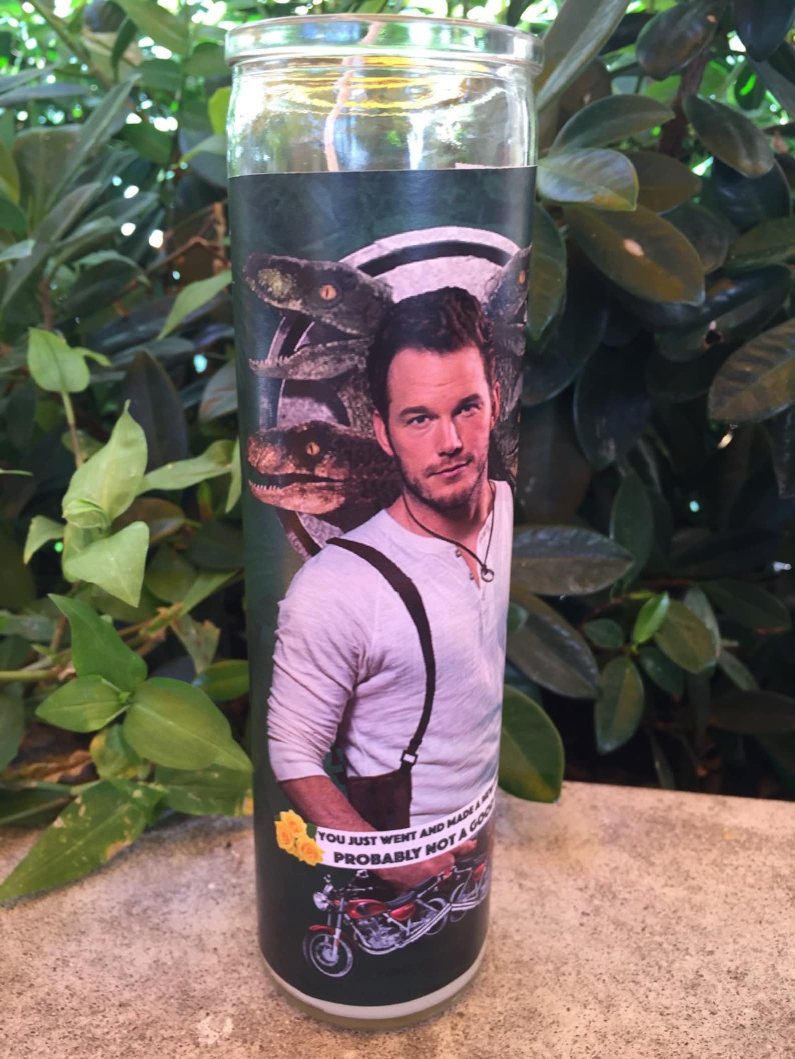 Chris Pratt Prayer Candle Jurassic Prayer Candle Raptor - Etsy