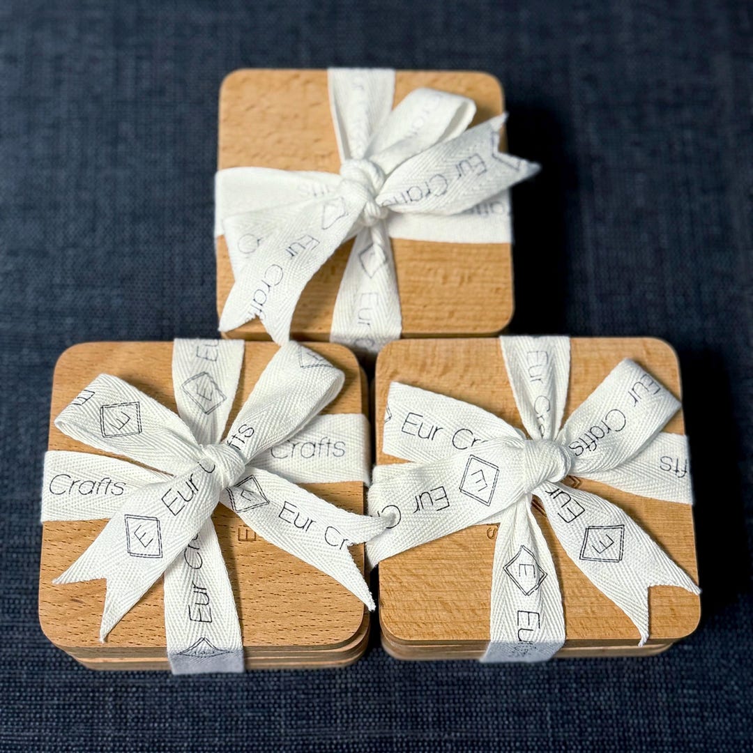 Set of 4 Square Wood Coasters Coaster Set Living Room Coasters Dining ...