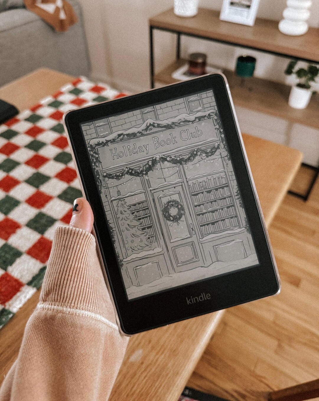 Kindle Paperwhite Full Screen Lock Screen - Holiday Book Club - Etsy