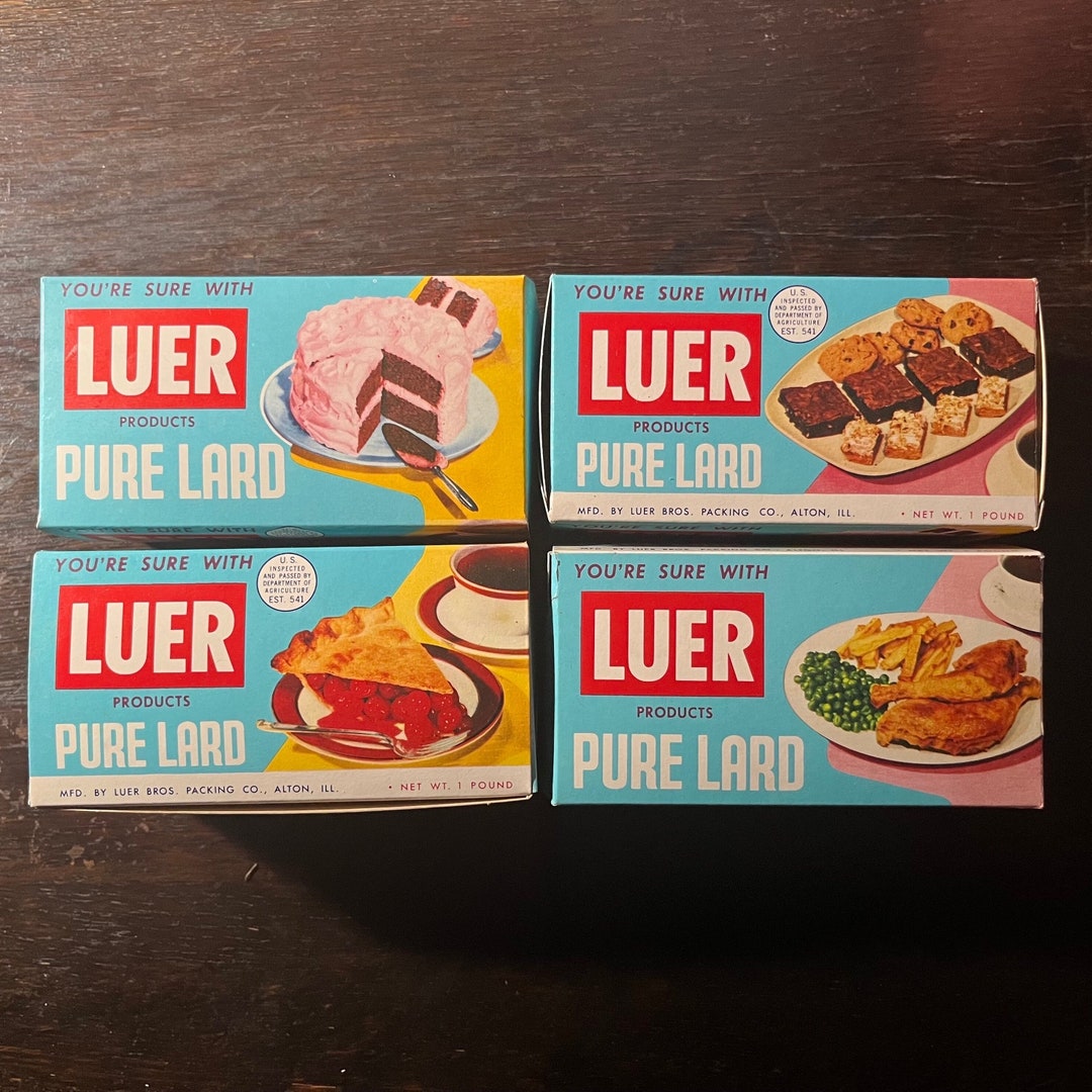 Lot of Four (4) Vintage LUER Lard One Pound Box Original Unused Mid ...