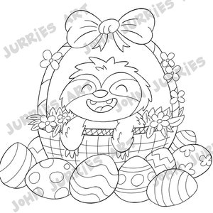 Easter Sloth Printable Coloring Page Instant Download - Etsy