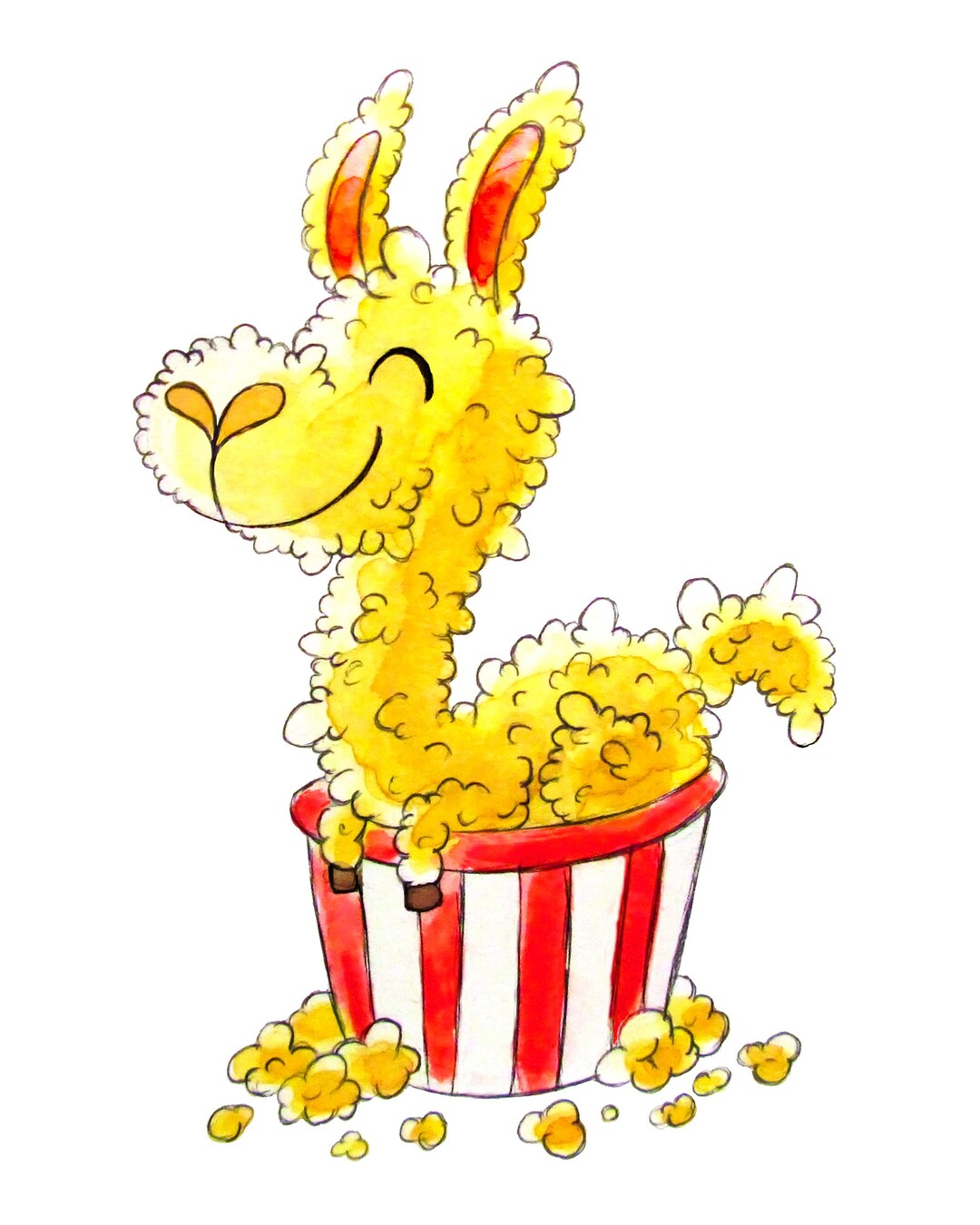 Popcorn Llama Monster 8x10 Print - Etsy