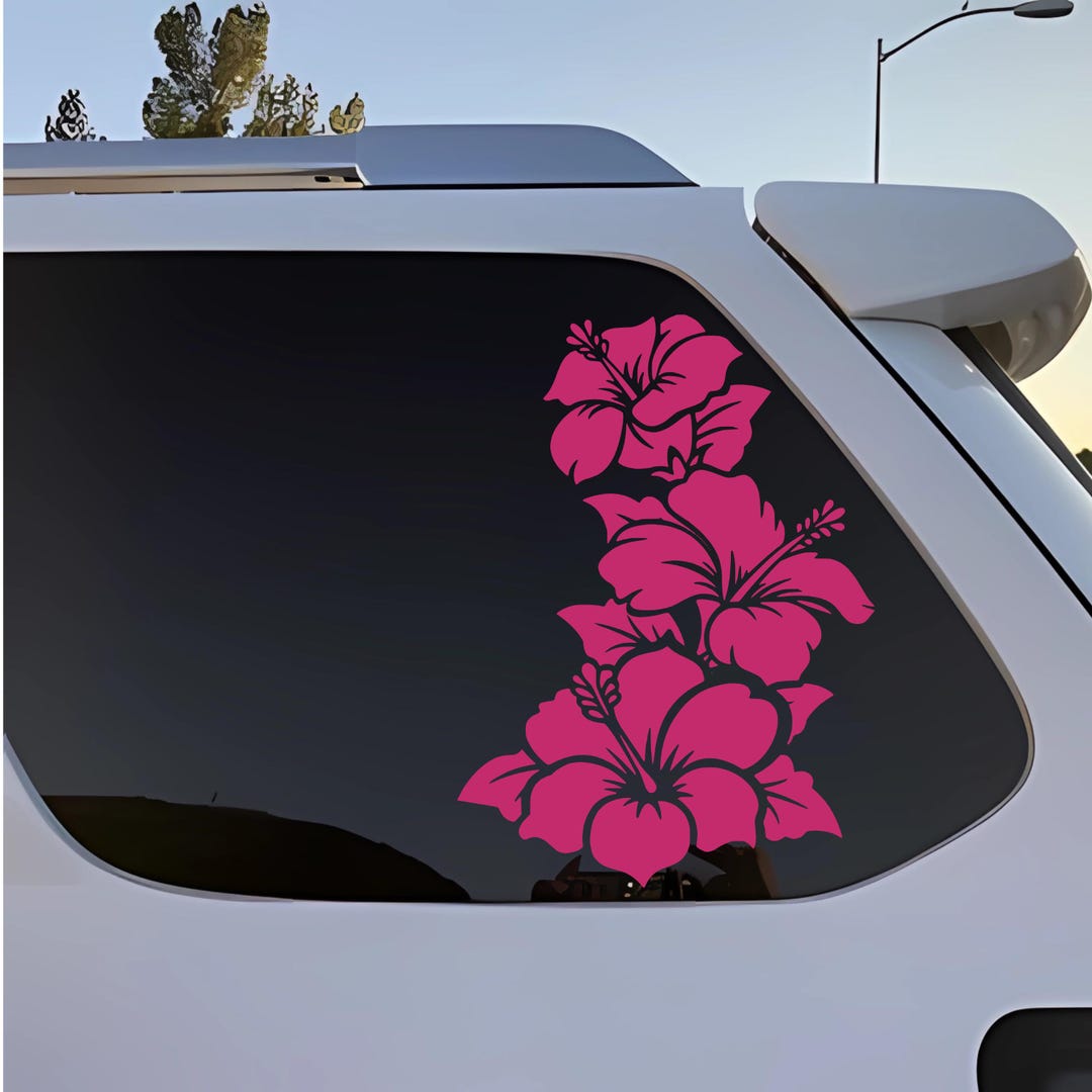 Hibiscus Flower Vinyl Car Decal – Tropical Floral Sticker Car Window ...