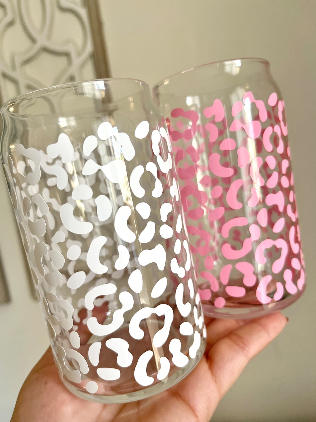 Leopard Glass Cup / Cheetah Glass Cup / Iced Coffee Glass / Libbey ...