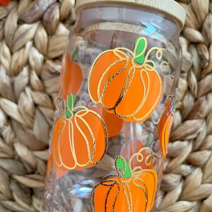 Fall Pumpkin Glass Cup / Pumpkins Cup / Fall Glass Cup / Iced Coffee ...