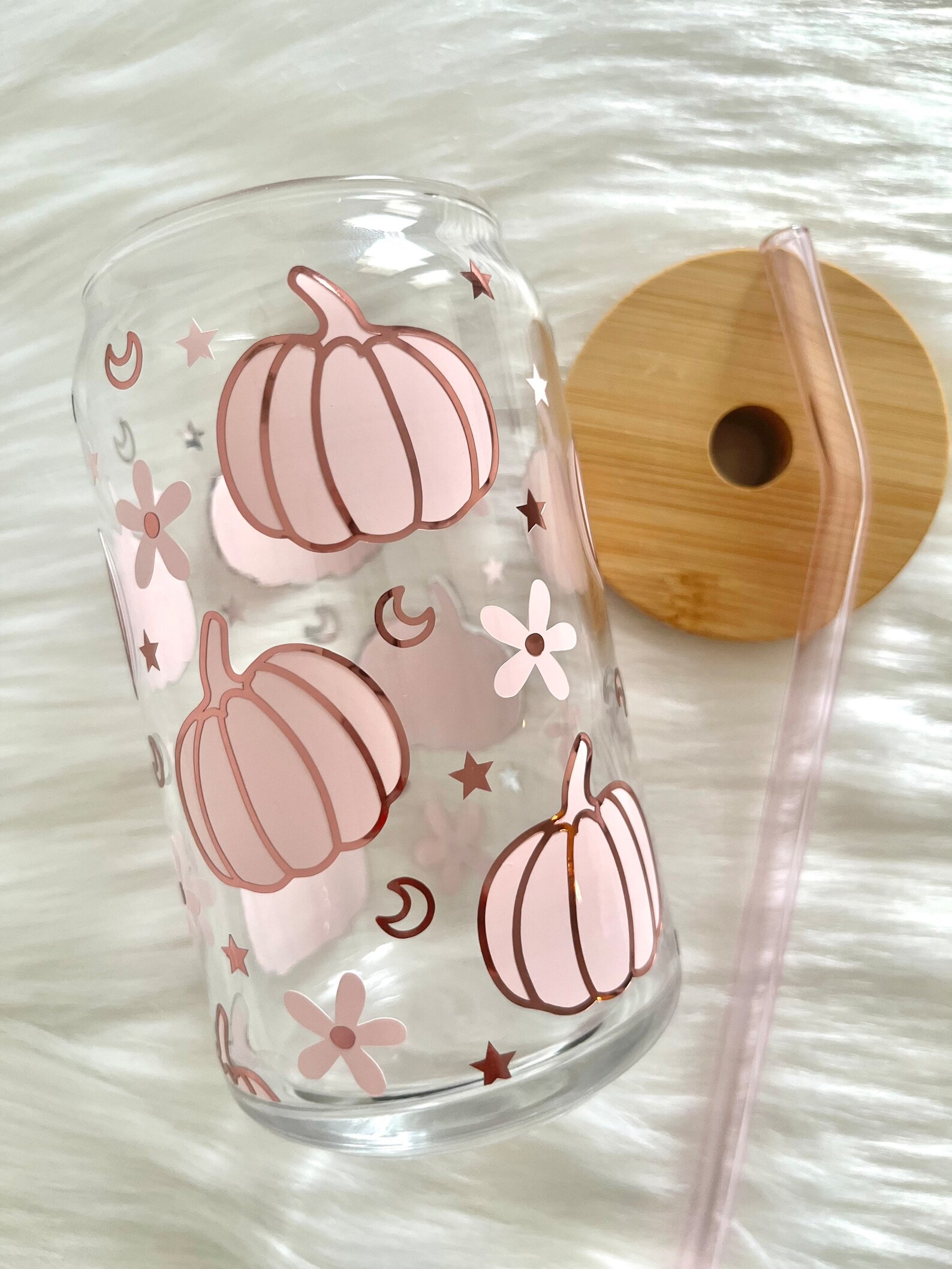 Pumpkin Glass Cup / Pink Pumpkins Cup / Halloween Glass Cup / Iced ...