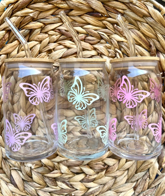 Butterfly Glass Cup / Spring Cup / Iced Coffee Glass / Libbey - Etsy