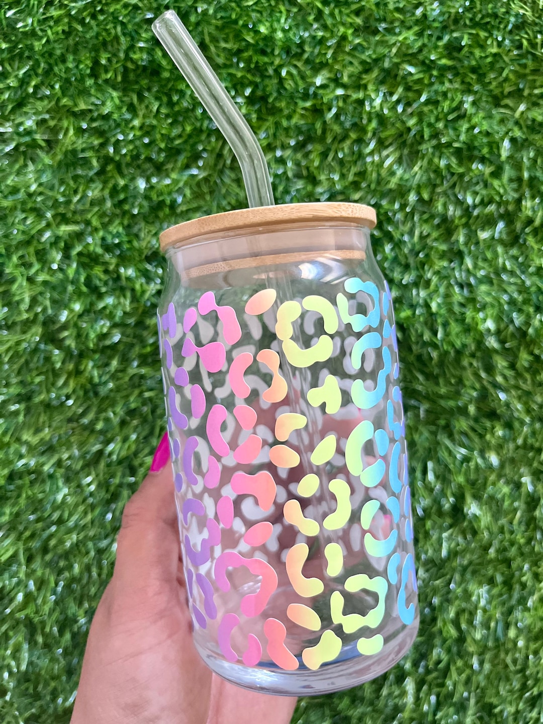 Leopard Glass Cup / Cheetah Glass / Iced Coffee Glass / Libbey Glass ...