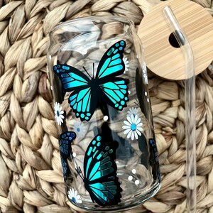 Butterfly Glass Cup / Spring Cup / Iced Coffee Glass / Libbey Glass Cup ...