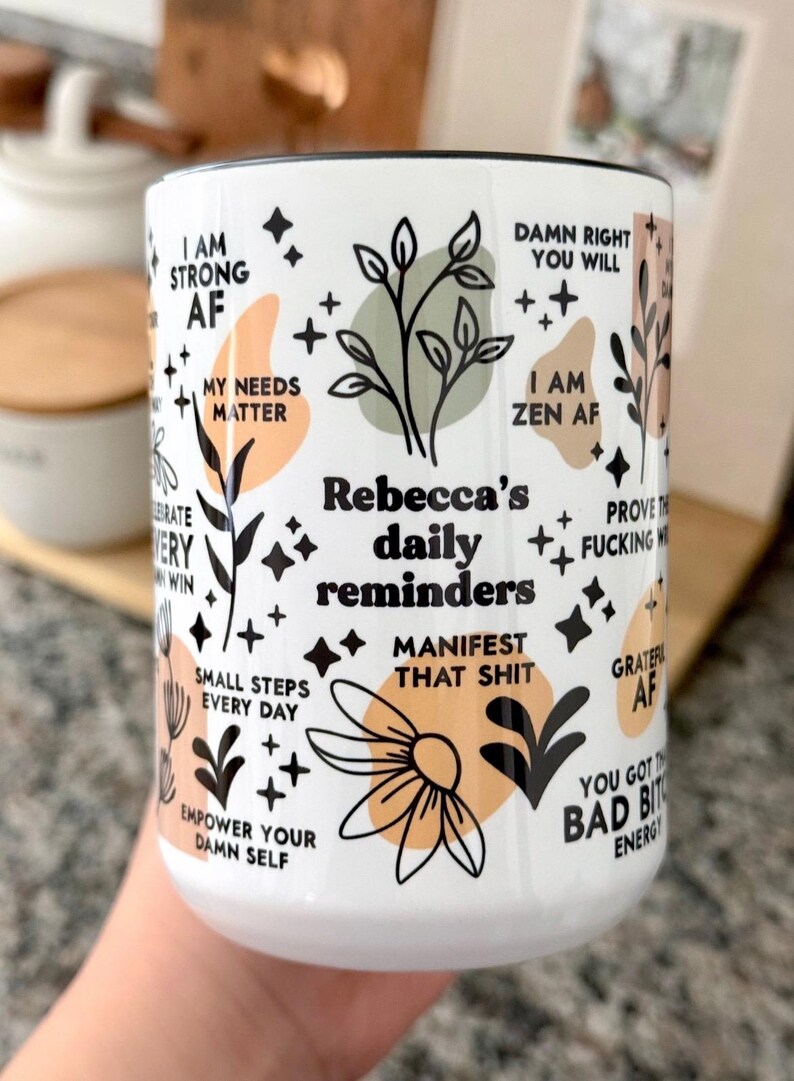 Daily Reminders Mug / Affirmations Cup Mug / Daily Quotes Cup / Gifts ...