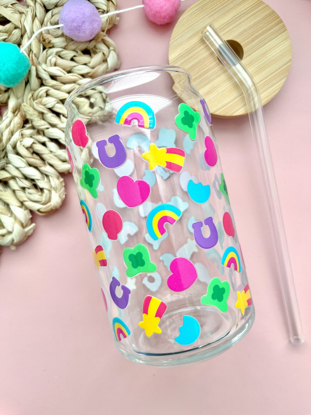 Lucky Charms Glass Cup / Spring Glass Cup / St Patricks Glass / Iced ...
