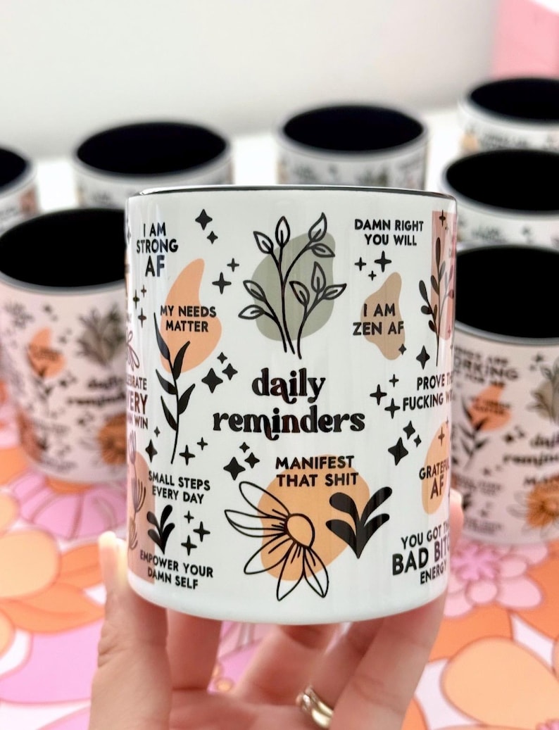 Daily Reminders Mug / Affirmations Cup Mug / Daily Quotes Cup / Gifts ...