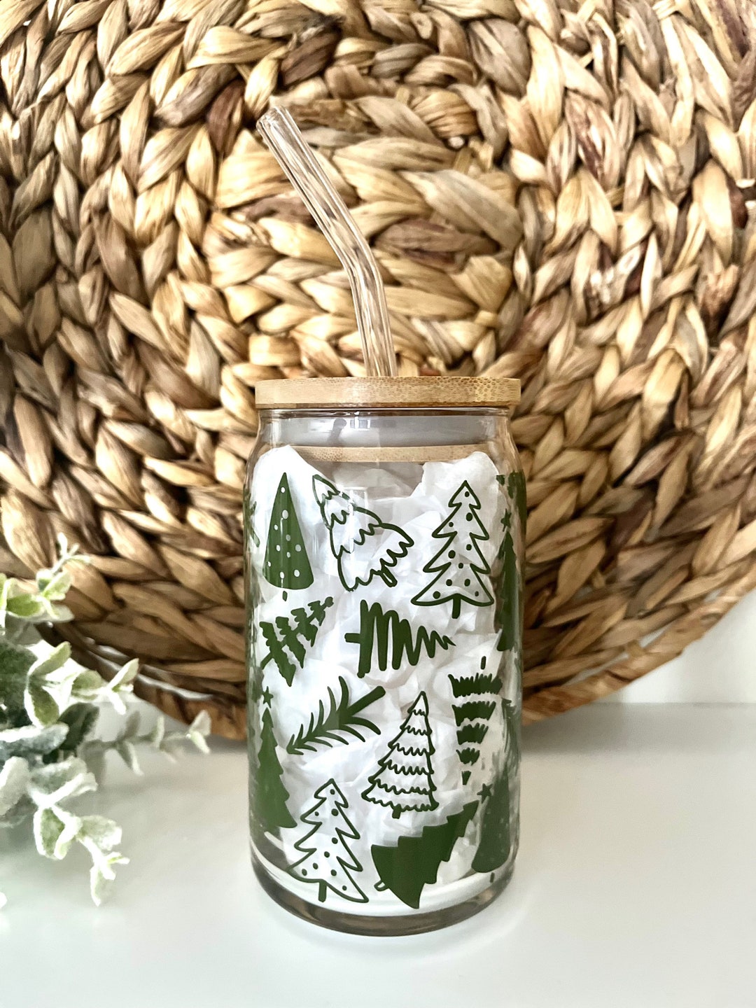 Christmas Tree Glass Cup / Christmas Cup / Christmas Glass Cup - Etsy