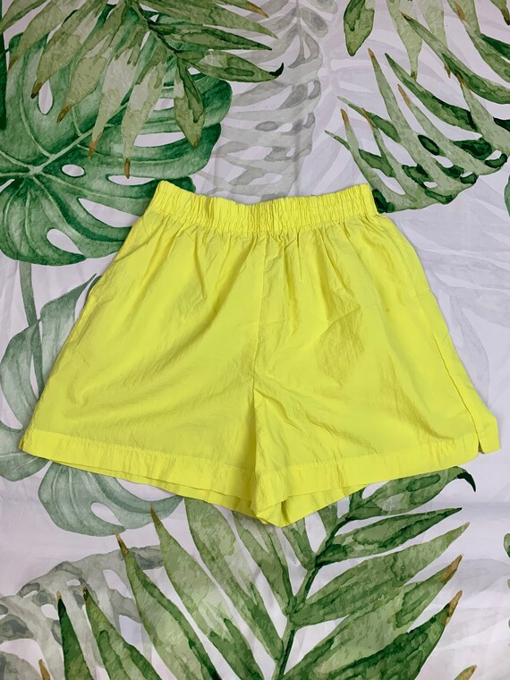 90s Yellow Nylon Sport Short Shorts Iconic Above the … - Gem