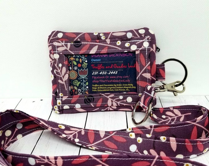 Whimsical Leaf ID Wallet Lanyard Student ID Lanyard Wallet - Etsy