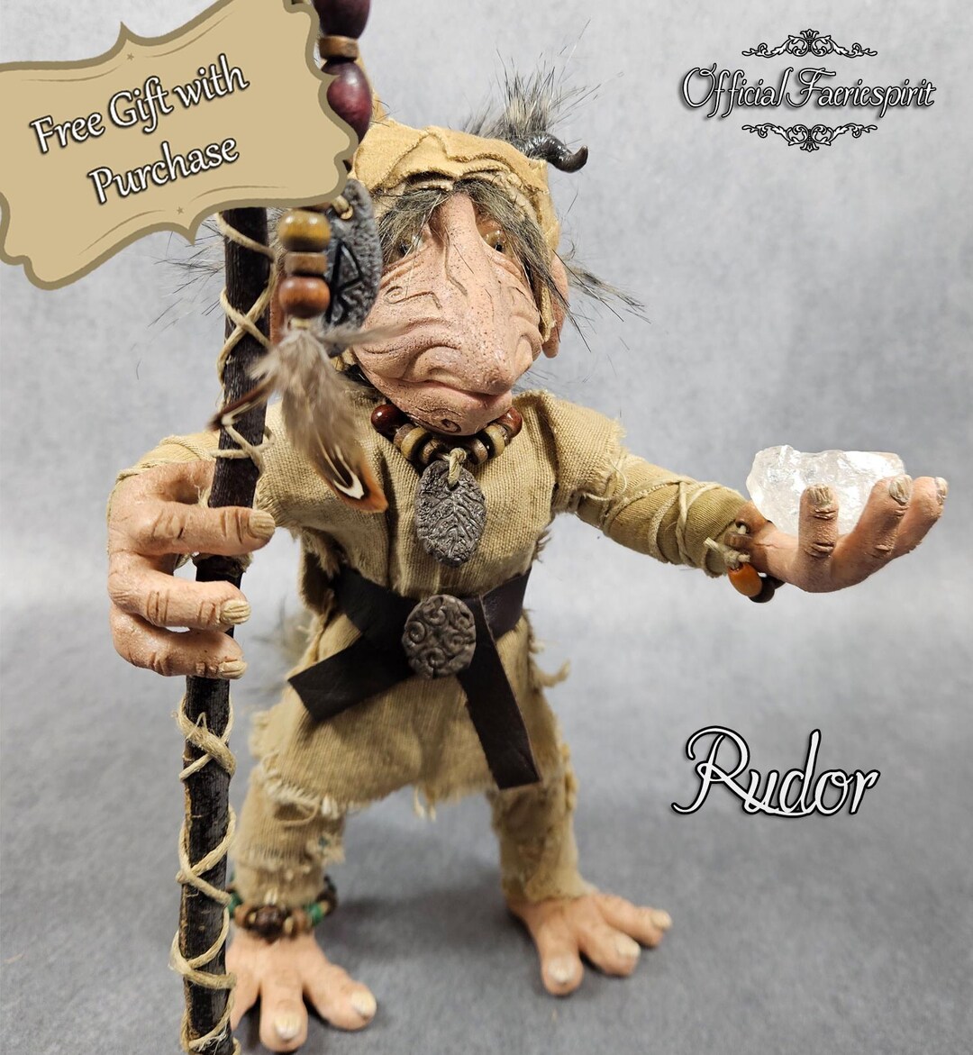 Fantasy Troll Art Doll: Rudor the Wizard, Poseable Polymer Clay ...